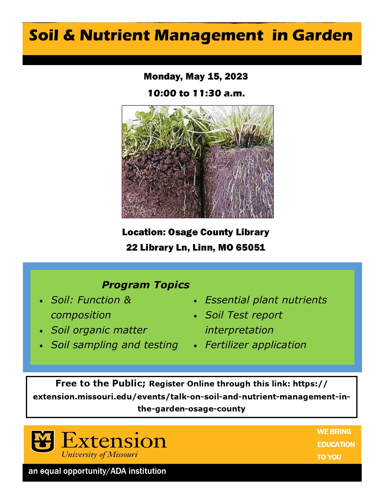 Soil & Nutrient Management in the Garden @ the Osage Branch | Missouri River Regional Library